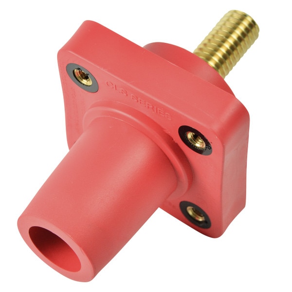 Panel Mount Cam Lok Female 1016 Threaded Stud Santoprene 400A/600V Red